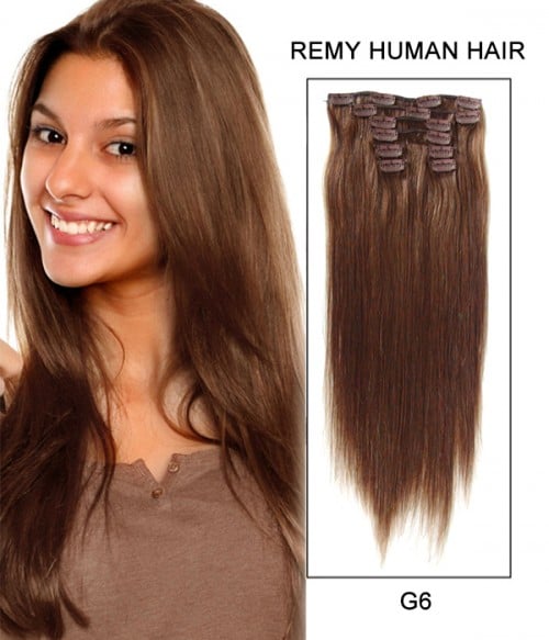 22" 8 Pieces Straight Clip In Virgin Remy Human Hair Extension E82203 ...